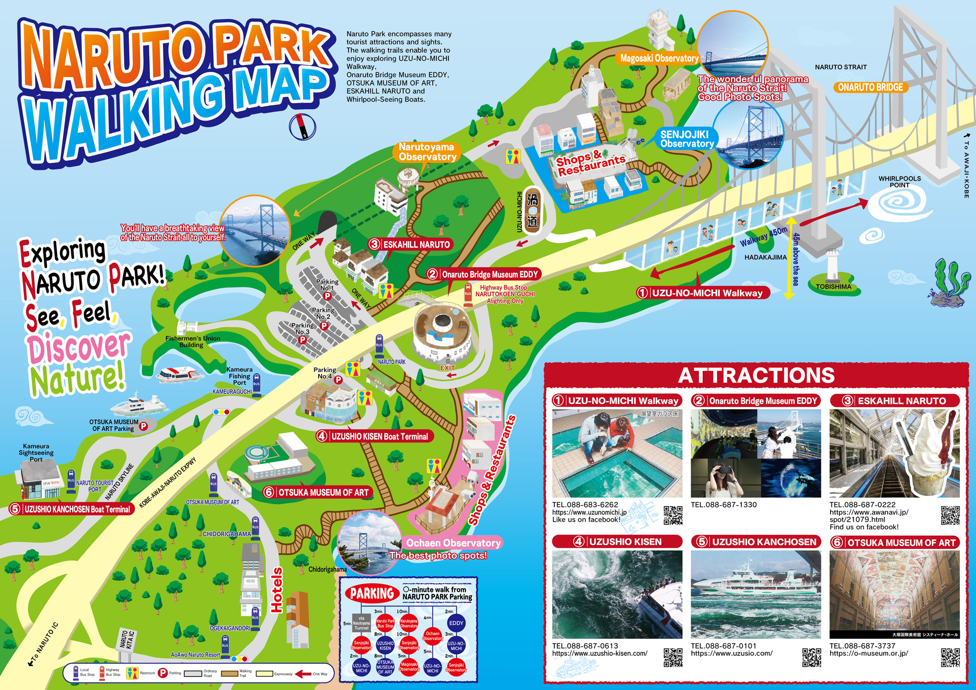 Uzunomichi Whirlpool Walkway - An exciting walkway 45 meters above the sea